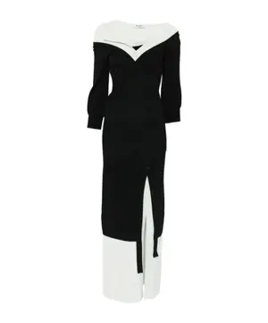 Attico Off-the-shoulder Layered Long Dress - Black