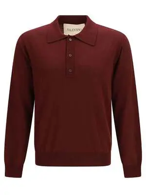 Valentino Garavani Wool Polo With Vlogo Embroidery - Red