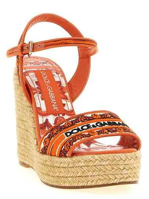 Dolce & Gabbana Maiolica' Embroidered Wedge Sandals