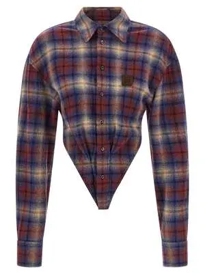 Dsquared2 Checkered Wool Shirt With Logo Patch
