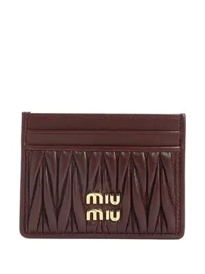 Miu Miu Matelassé Nappa Leather Card Holder - Red