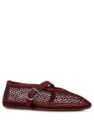 Alaïa Suede Ballet Flats In Fishnet - Red