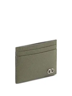 Valentino Garavani Vlogo Signature Garnet Calfskin Card Holder - Gray