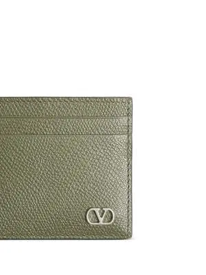 Valentino Garavani Vlogo Signature Garnet Calfskin Card Holder - Gray