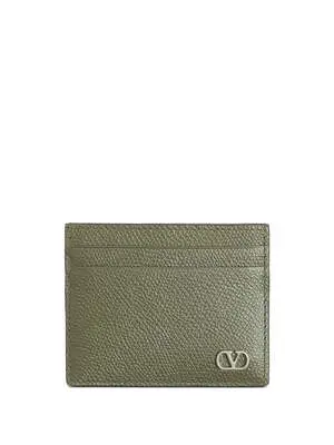 Valentino Garavani Vlogo Signature Garnet Calfskin Card Holder - Gray