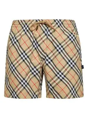 Burberry Check Swim Shorts With Pocket - Multicolor