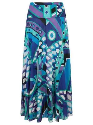 Emilio Pucci Vivara Print Long Cotton Skirt