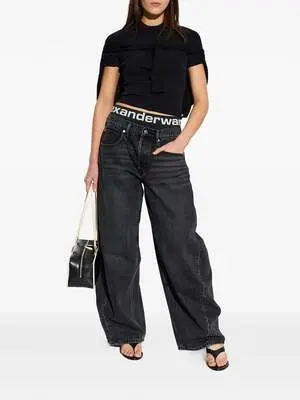 Alexander Wang Blow-up Jeans With Logo Bike Short Waistband - Gray