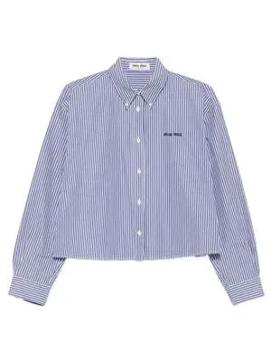 Miu Miu Micro Pinstripe Poplin Shirt - Blue