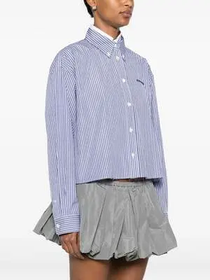 Miu Miu Micro Pinstripe Poplin Shirt - Blue