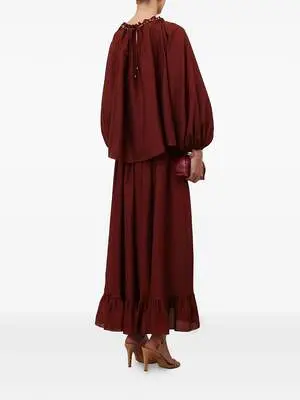 Zimmermann Gathered Bead Blouse - Red