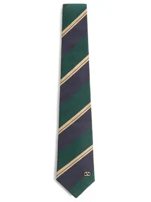 Valentino Garavani VALENTINO GARAVANI Jacquard Regimental Silk Tie Green