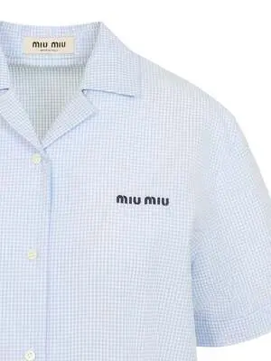 Miu Miu Gingham Check Embroidered Logo Shirt