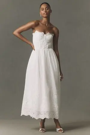 Bhldn Bustier Eyelet Midi Dress
