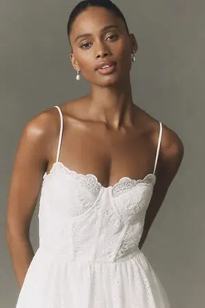 Bhldn Bustier Eyelet Midi Dress