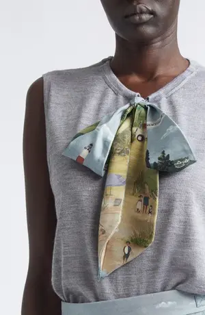 Thom Browne Nantucket Scenic Silk Tie Cashmere & Silk Blend Sweater Vest