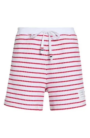 Thom Browne Stripe Cotton Honeycomb Jacquard Shorts