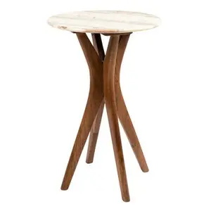 OLIVE GROVE Round Martini Accent Table - Brown