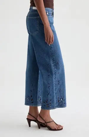 Ag Saige Wide Leg Crop Jeans With Cutout Details - Malbec