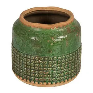 STORIED HOME Hobnail Planter Vase - Green