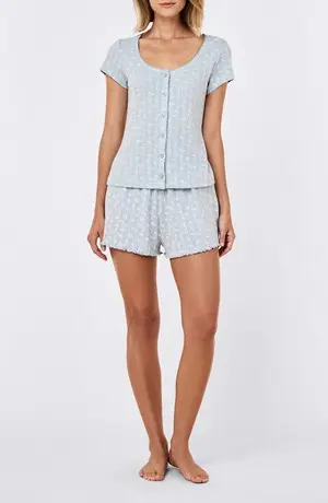 PAPINELLE Imogen Pointelle Sleep Top - Celestial Blue