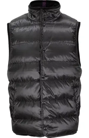 LORDS OF HARLECH Jork Hybrid Puffer Merino Wool Sweater Vest - Black