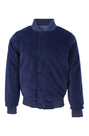 LORDS OF HARLECH Don Velvet Reversible Bomber Jacket - Navy