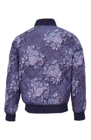 LORDS OF HARLECH Don Velvet Reversible Bomber Jacket - Navy
