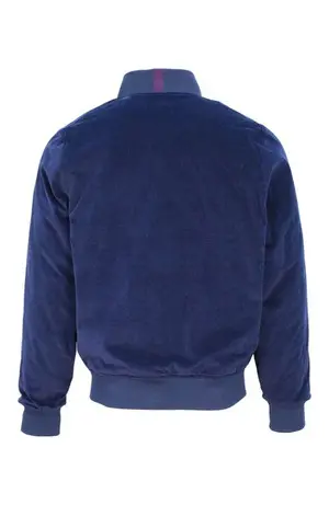 LORDS OF HARLECH Don Velvet Reversible Bomber Jacket - Navy
