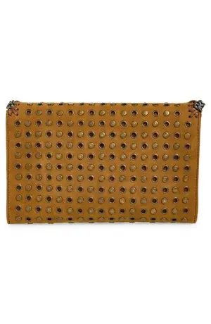 Stella McCartney Falabella Studded Faux Suede Wallet Crossbody Bag - Brandy