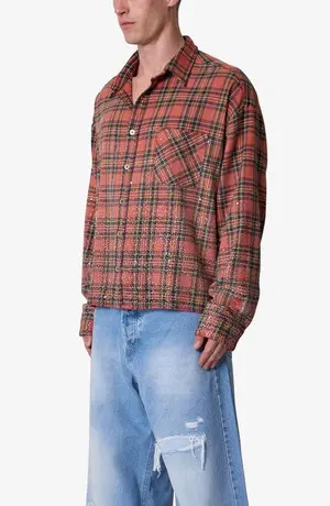 Mnml Rhinestone Flannel Button-up Shirt