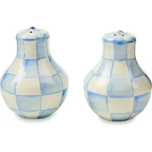MACKENZIE-CHILDS Enamel Large Salt & Pepper Shaker Set - Sky Check
