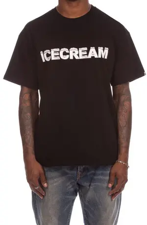 ICECREAM Snow Top Cotton Graphic T-shirt - Black