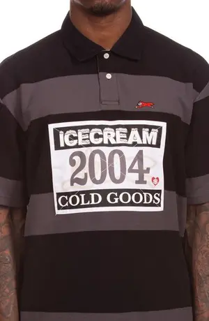 ICECREAM Strawberry Appliqué Polo - Black