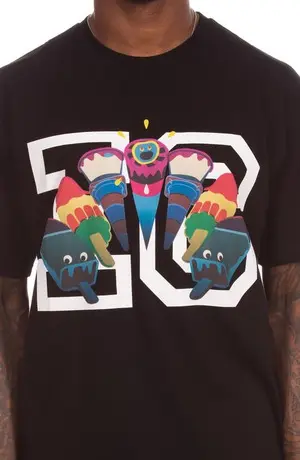 ICECREAM Friends Cotton Graphic T-shirt - Black