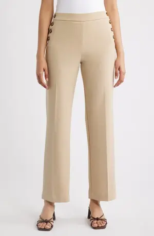 Anne Klein Pull-on Sailor Pants - Safari