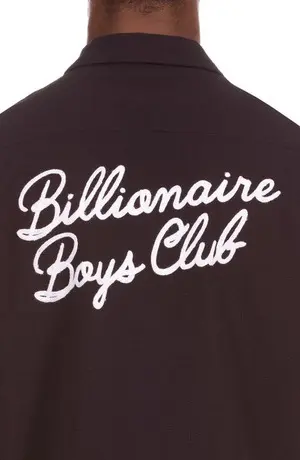 BILLIONAIRE BOYS CLUB Bb Script Embroidered Cotton Seersucker Camp Shirt