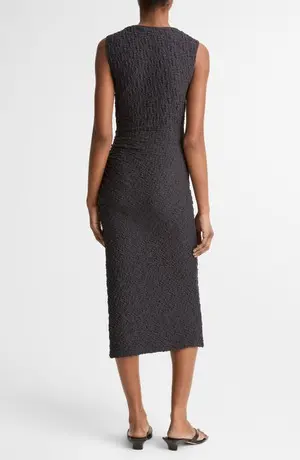 Vince Textured Ruched Sleeveless Dress