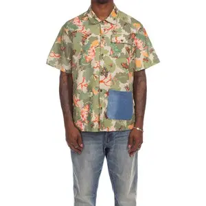 BILLIONAIRE BOYS CLUB Bb Foliage Short Sleeve Cotton Ripstop Button-up Shirt - Pale Marigold