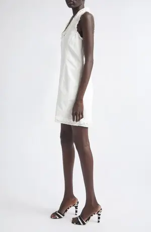FERRAGAMO Sleeveless Denim Minidress With Crochet Neckline