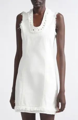 FERRAGAMO Sleeveless Denim Minidress With Crochet Neckline
