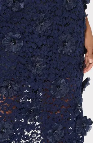 MILLY Kait Floral Lace Sequin Strapless Gown