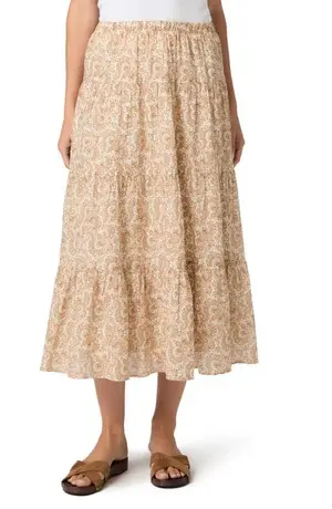 Paige Calabria Print Tiered Maxi Skirt - Bone Multi
