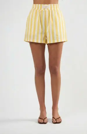 VIENS AVEC MOI The Paloma Stripe Shorts - Yellow