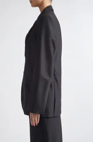 Victoria Beckham Single Breasted Virgin Wool Blend Suiting Blazer - Black