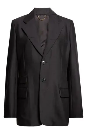Victoria Beckham Single Breasted Virgin Wool Blend Suiting Blazer - Black