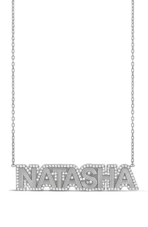 SHYMI Fluted Pave Outline Name Necklace - Silver
