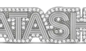 SHYMI Fluted Pave Outline Name Necklace - Silver