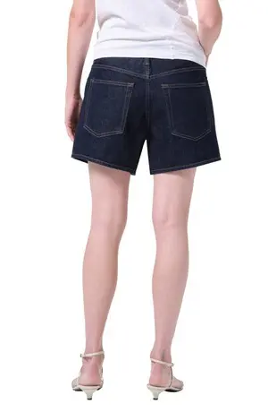 AGOLDE High Waist Relaxed Long Denim Shorts - Rinse Dk Basic Ind Rinse