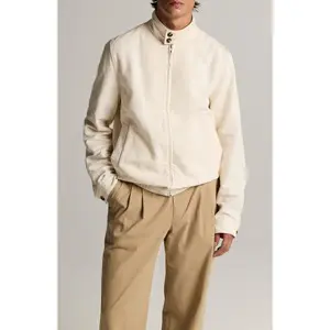 Vince Cotton & Linen Bomber Jacket - Blanco